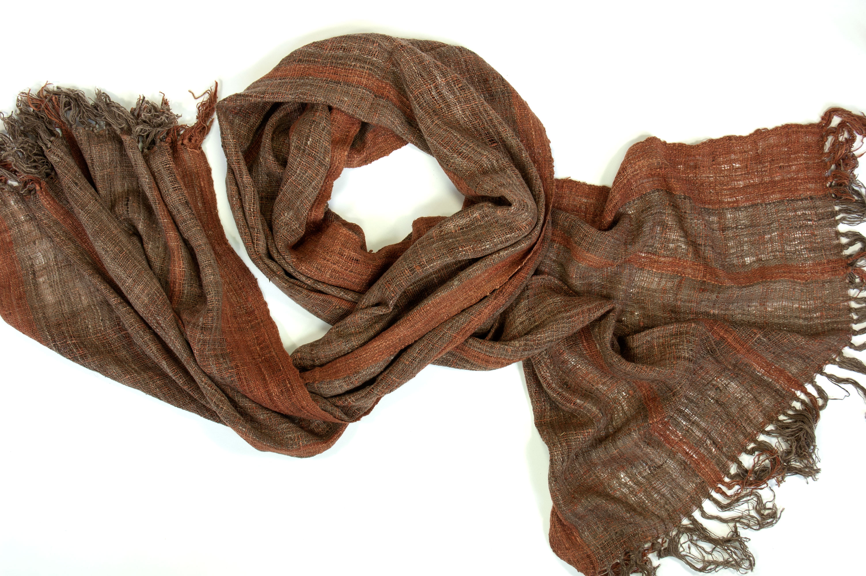 Wild silk shawl brown zircon - Counting Flowers