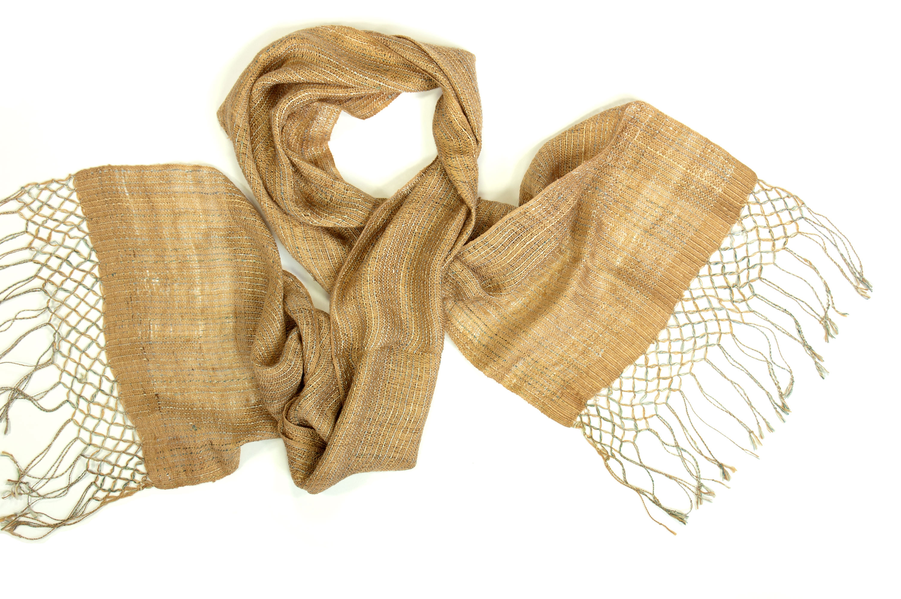 Organic silk scarf teak - Counting Flowers