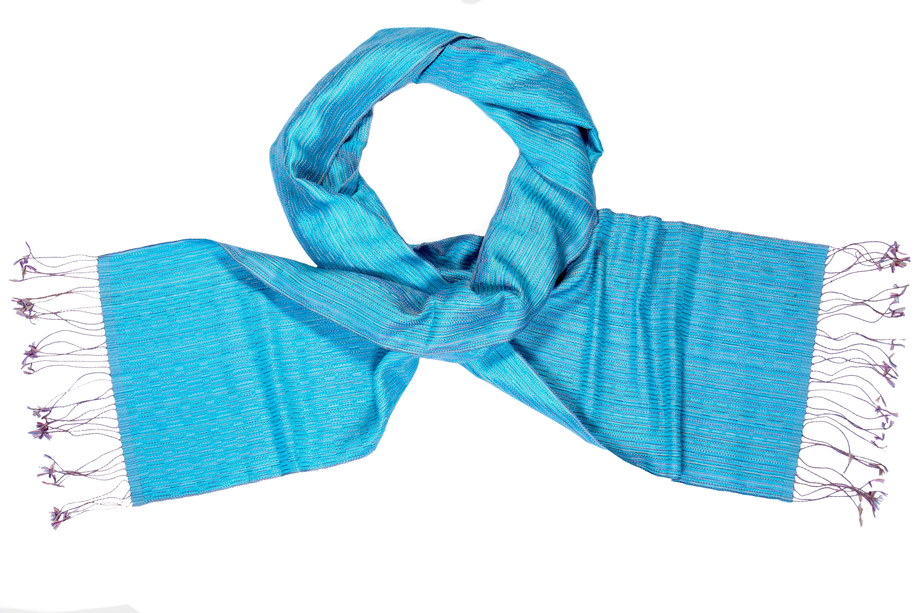 Luxurious silk scarf aqua mix - Counting Flowers