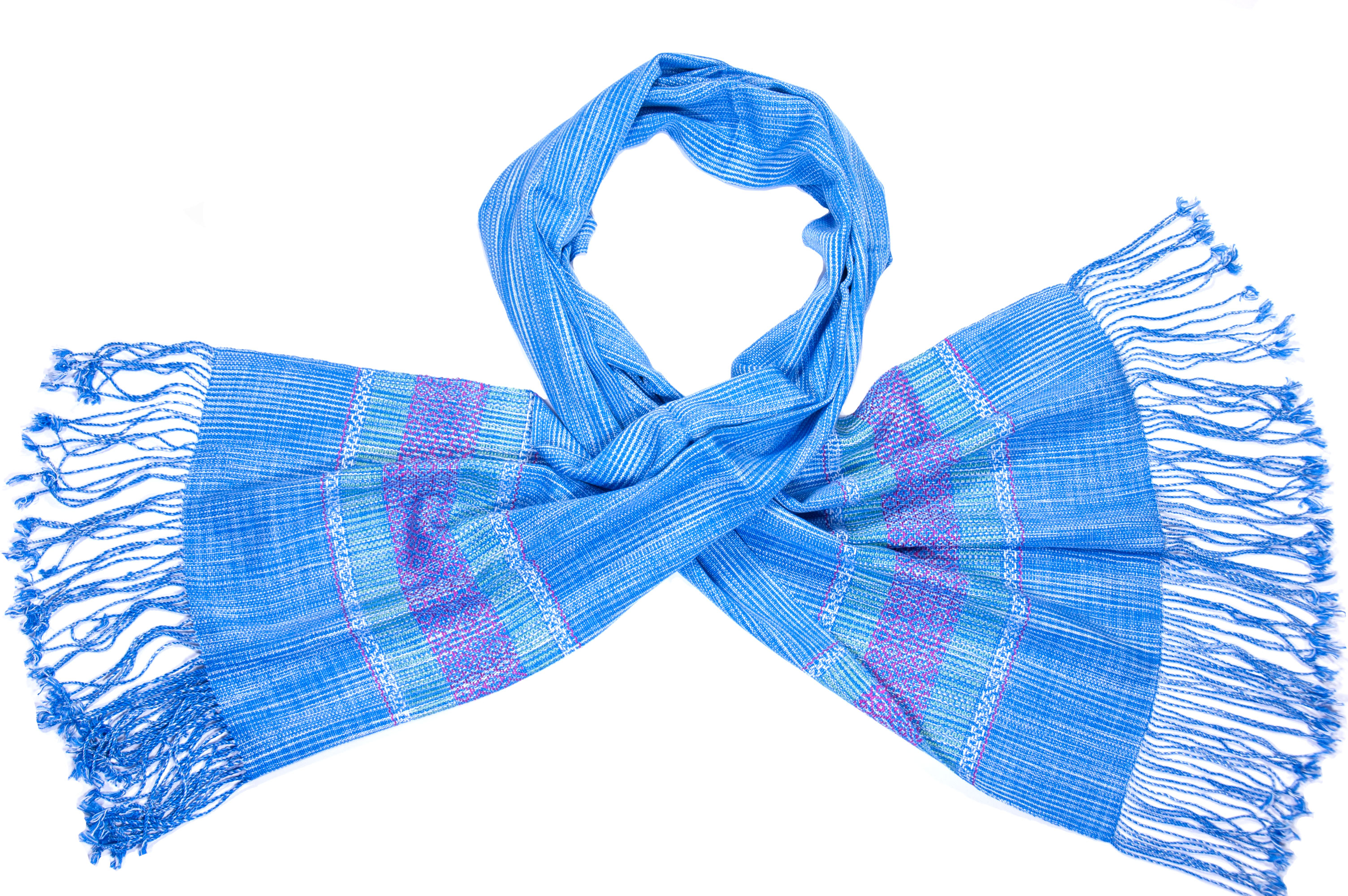 Cotton scarf bright blue - Counting Flowers